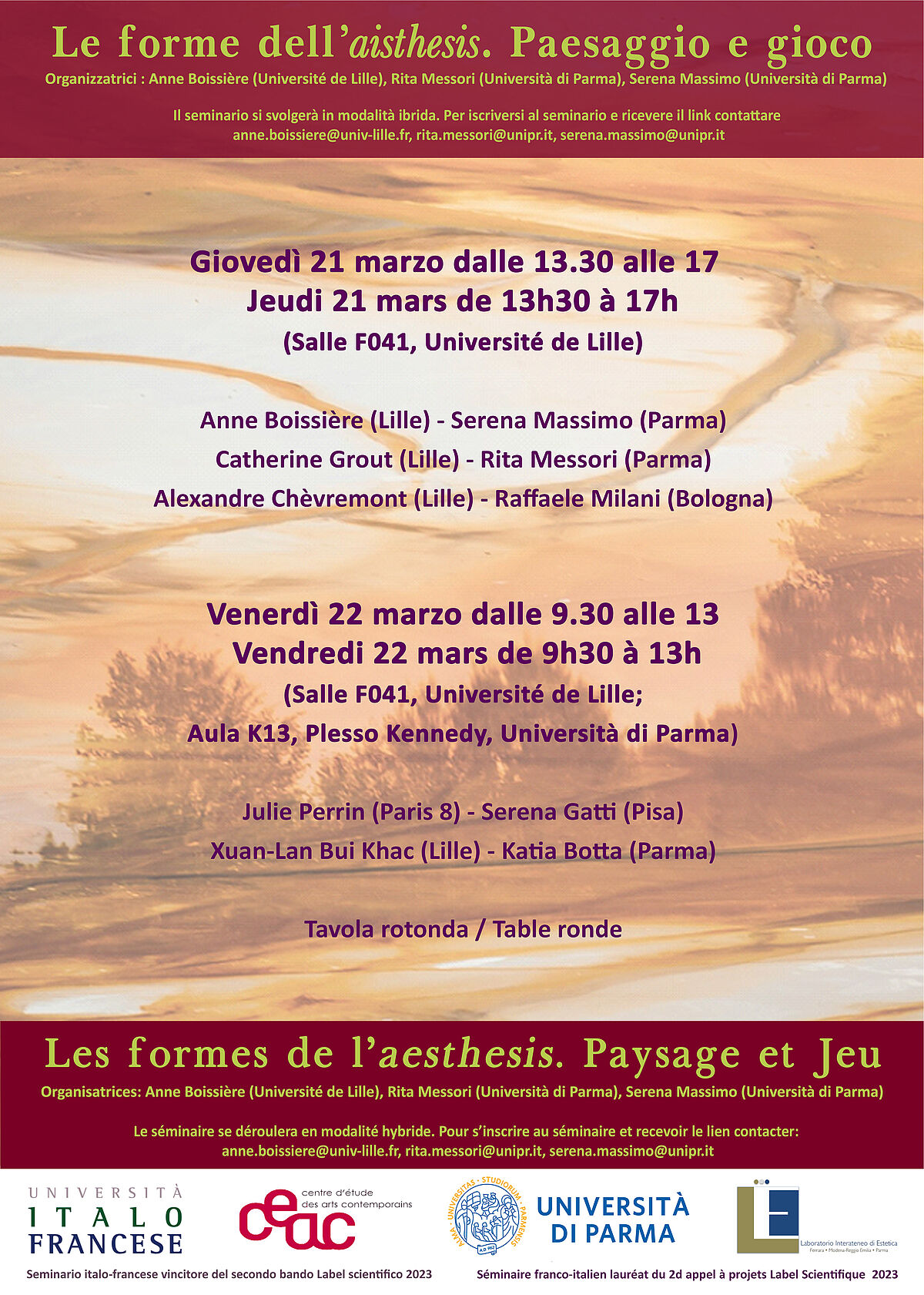 Séminaire franco-italien : Les formes de l'aisthesis, paysage et jeu ...